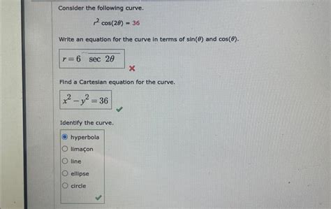 solved consider the following curve r2cos 2θ 36 write an