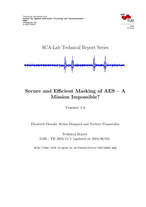 Pdf Secure And Efficient Masking Of Aes A Mission Impossible
