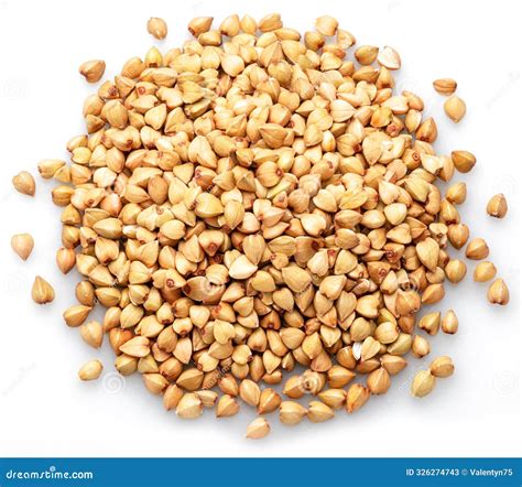 Hulled Kernels Of Buckwheat Cereal Isolated On White Background Stock