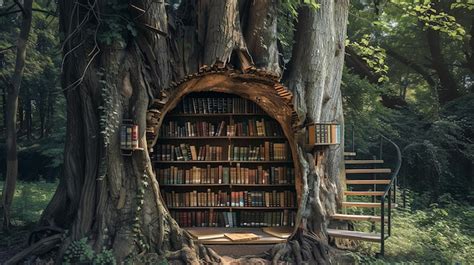 The Image Is A Beautiful Photo Of A Tree Library The Library Is Built