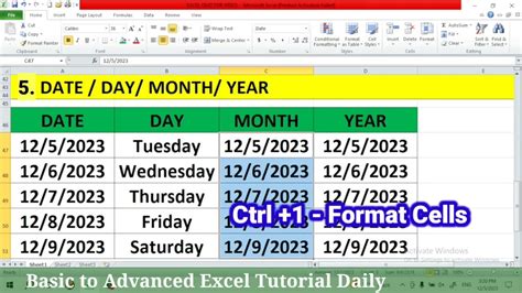 Basic To Advanced Excel Tutorial Excel Suru Se Kaise Sikhe Date Day Month Year Excel