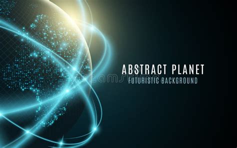 Futuristic Planet Earth Glowing Map Of Square Dots Abstract