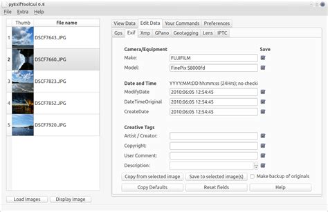 Pyexiftoolgui графический интерфейс для Exiftool — Домашняя страница