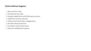 Python Developer Roles Responsibilities And Career Path PDF