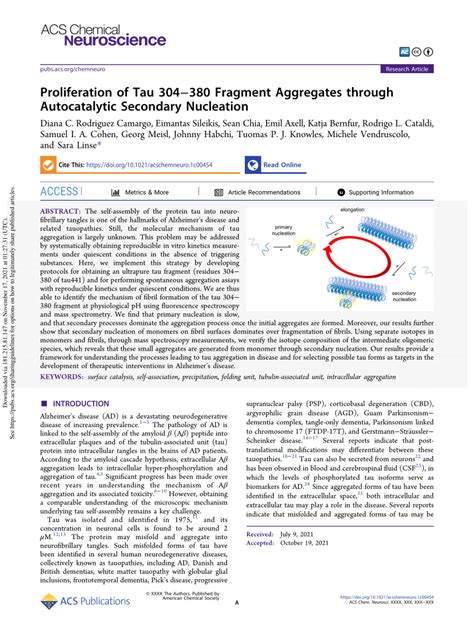 Pdf Proliferation Of Tau 304380 Fragment Aggregates Through