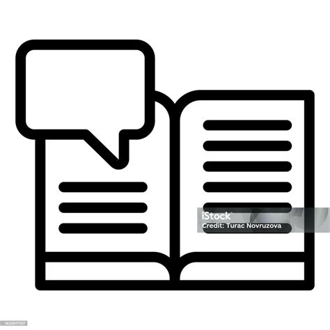 책 대화 라인 아이콘입니다 책 채팅 벡터 그림은 흰색으로 분리되어 있습니다 책 인용 개요 스타일은 앱을 위해 설계되었습니다 Brand Name Online Messaging