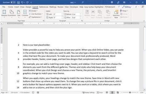 how to add line numbers in microsoft word