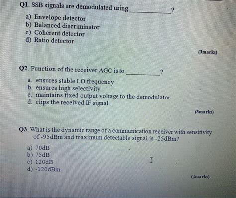 Solved Q1 Ssb Signals Are Demodulated Using A Envelope Solved Q1 Ssb Signals Are Demodulated Using A Envelope