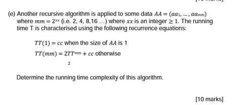 Solved E Another Recursive Algorithm Is Applied To Some