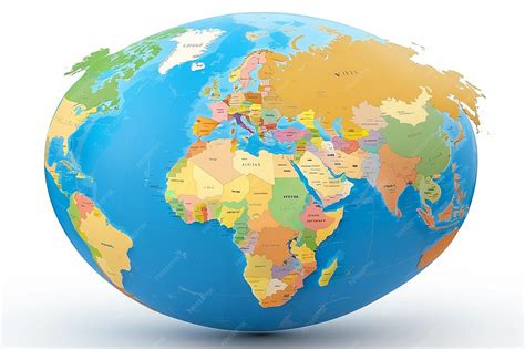 Globe With Map Of Many Continent And Countries Isolated On White