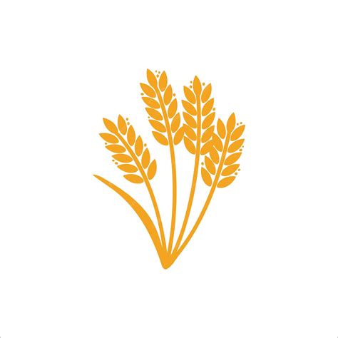 밀 귀 보리 또는 쌀 노란색 실루엣 맥주 또는 베이커리 로고 격리 요소 레이블 및 상징 빵 포장 장식 개체 익은