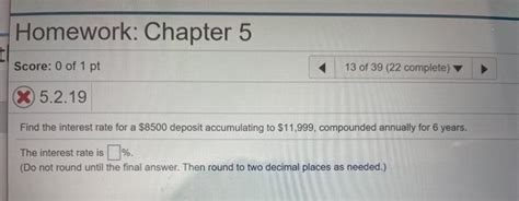 Solved Homework Chapter 5 Score 0 Of 1 Pt 13 Of 39 22