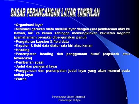 perancangan sistem informasi perancangan output 1 perancangan output