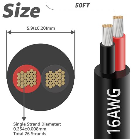 Amzdepot Cable Eléctrico De 50 Pies 16 Awg Calibre 16 Cable De Pvc