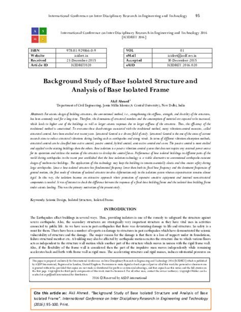 Pdf Background Study Of Base Isolated Structure And Analysis Of Base