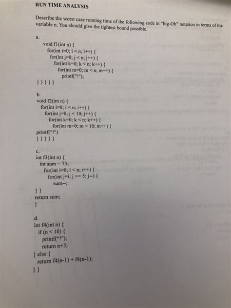 Solved Run Time Analysis Describe The Worst Case Running