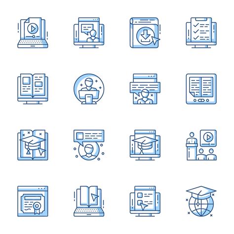 Premium Vector Elearning Remote Education Linear Vector Icons Set