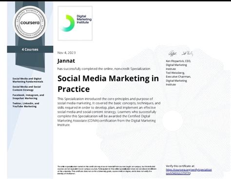 Jannat Arora On Linkedin Socialmediamarketing Coursera Digitalmarketing