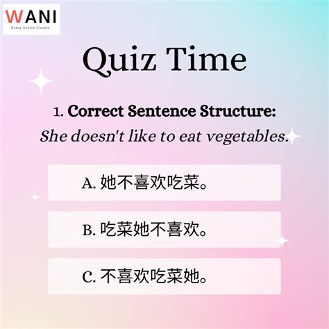 Chinese Grammar Exercise Choose The Right Sentence Structure
