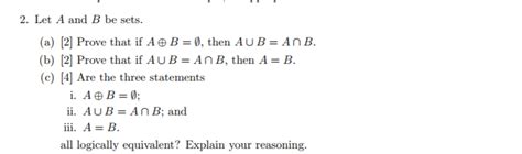 solved 2 let a and b be sets a [2] prove that if a田