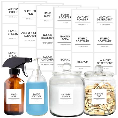 Hvswly 30pcs Laundry Labels For Glass Jars Minimalist Laundry Labels