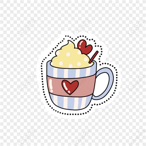 발렌타인 데이 손으로 그린 사랑 차 일러스트 컵 요소빨간색심장 Png 일러스트 무료 다운로드 Lovepik