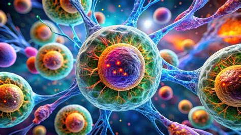 Microscopic Cellular Structures A Vibrant Display Of Interconnected Biology Generative Ai Stock
