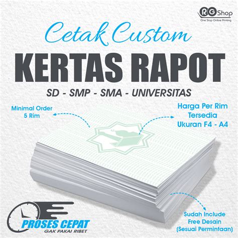 Jual Cetak Kertas Rapot Custom K13 Kertas Isi Rapot Sekolah Raport Sekolah Sd Smp Sma