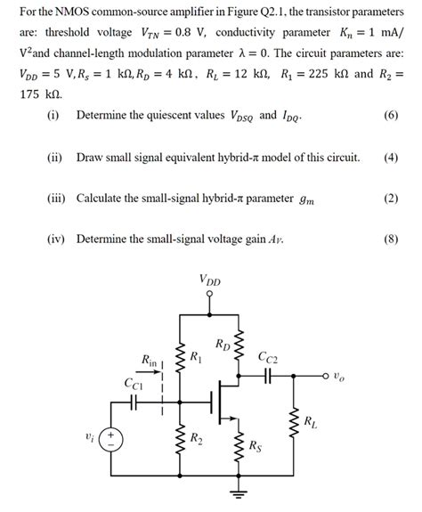 Solved For The Nmos Common Source Amplifier In Figure Q21 The