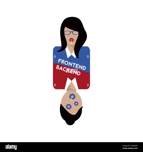 Frontend And Backend Development Flat Icon Woman Programmer Vector