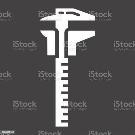 버 니 어 캘리퍼스 문자 모양 아이콘 빌드 및 수리 슬라이딩 스케일 기호 벡터 그래픽 검은 배경에 Eps 10 솔리드 패턴 강철에 대한 스톡 벡터 아트 및 기타 이미지