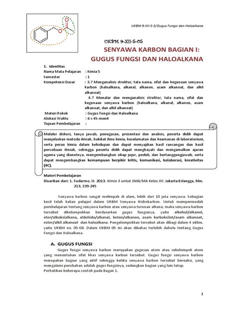 Gugus Fungsi Dan Haloalkana Dalam Kimia Pdf