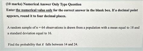 solved 10 marks numerical answer only type question enter