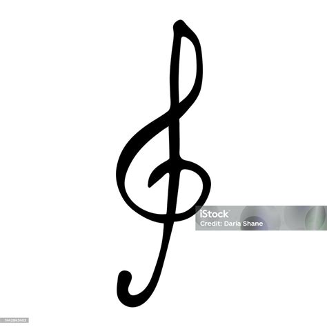 Treble Clef Doodle Hand Drawn Musical Symbol Stock Illustration