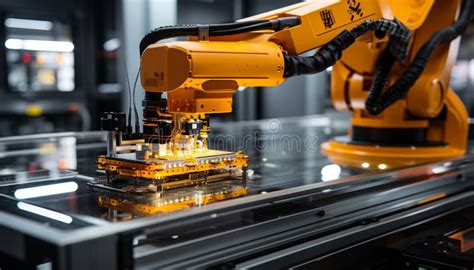 Futuristic Efficient Smart Automation Robot Revolution Production Replace Human Ai Stock