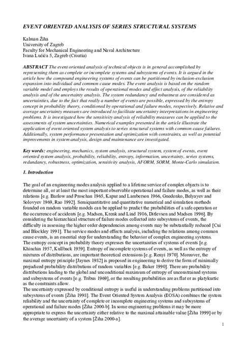 Pdf Event Oriented Analysis Of Series Structural Systems