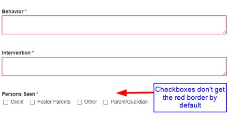 Css Checkboxes And Radios That Fail Validation Do Not Get A Red
