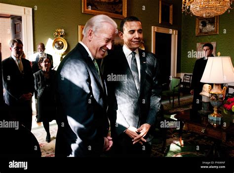 President Barack Obama And Vice President Joe Biden In The Green Room