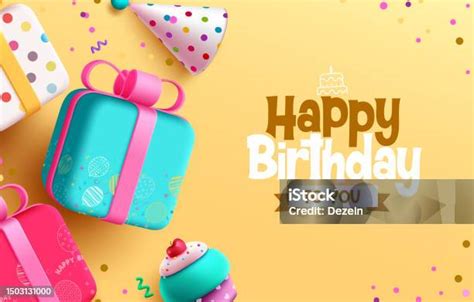 생일 축하 텍스트 벡터 디자인입니다 선물 상자가 있는 생일 축하 인사말 텍스트 생일에 대한 스톡 벡터 아트 및 기타 이미지