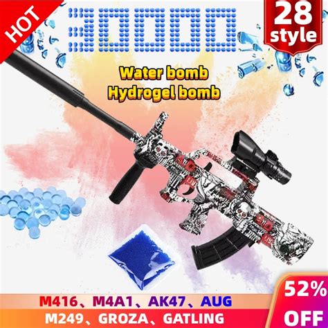 전기 젤 블래스터 장난감 총 30000 하이드로겔 물 폭탄 야외 슈팅 자동 축제 어린이 선물 장난감 M416 M4a1 Ak47 M249 Aug