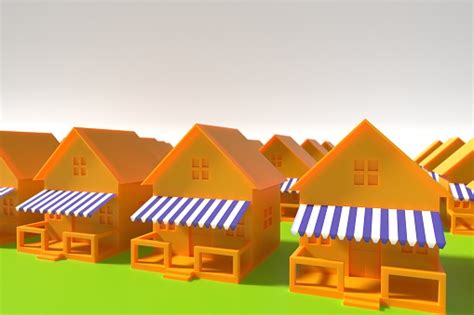 3d 일러스트레이션 테라스와 차양이 있는 홀리데이 홈 모델 차양에 대한 스톡 사진 및 기타 이미지 차양 한 줄로 0명 Istock