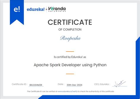 Roopesh Poojary On Linkedin Dataengineering Apachespark Bigdata Python Certification