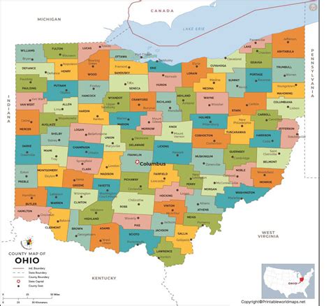 Labeled Map Of Ohio With Capital And Cities