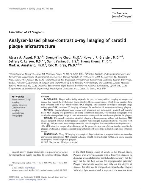 Pdf Analyzer Based Phase Contrast X Ray Imaging Of Carotid Plaque Microstructure Dokumen Tips