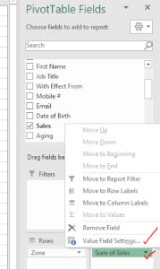 How To Use Pivot Table Field Settings And Value Field Setting