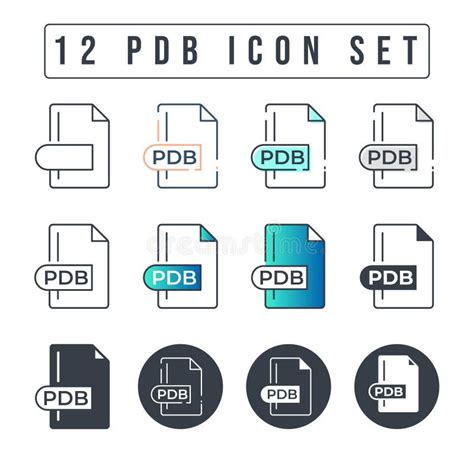 Pdb File Format Icon Set 12 Pdb Icon Set Stock Vector Illustration Of Outline Document