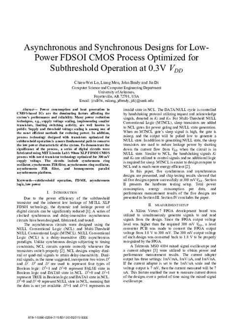 Pdf Asynchronous And Synchronous Designs For Low Power Fdsoi Cmos