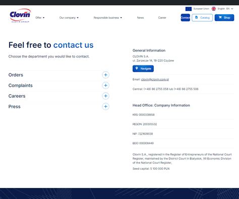 Contact Us Clovin Sa Departments And More