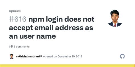 Npm Login Does Not Accept Email Address As An User Name Issue Npm Cli GitHub