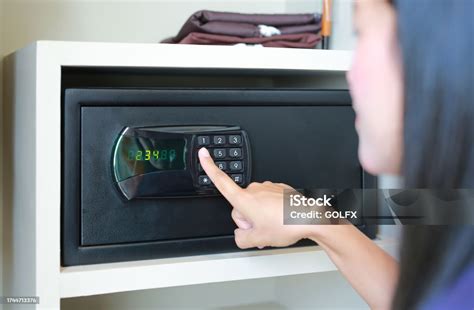 Woman Press Key On Safety Lock Pad Number Secret Password Protection